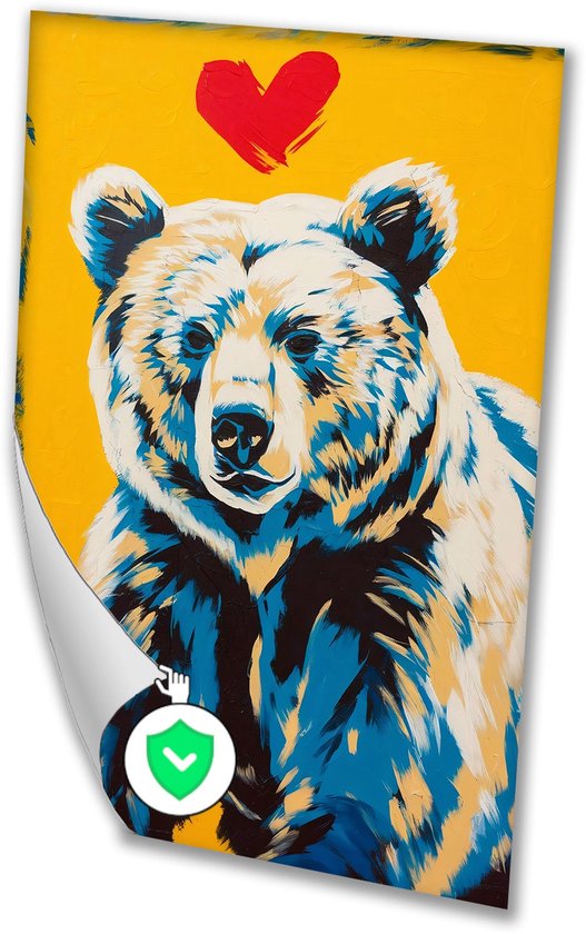 Pop Art beer met hart - Beer poster - Muurdecoratie dier - Pop Art ...