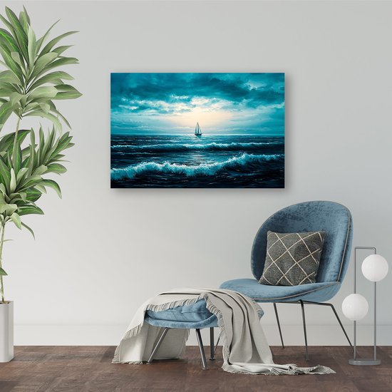 Rustgevend berglandschap met rivier - Landschap wanddecoratie - Poster ...