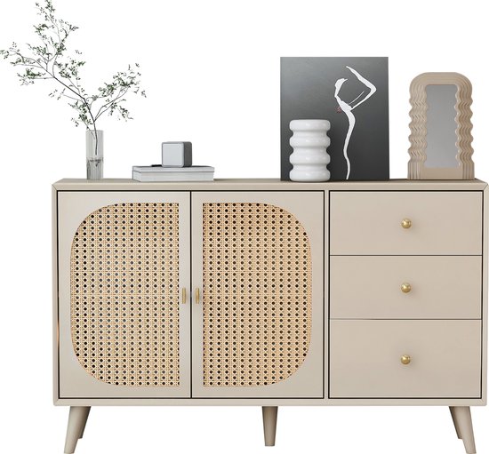 Merax Sideboard 120x40x82,5 cm – Dressoir met 3 Lades en 2 Deuren met ...