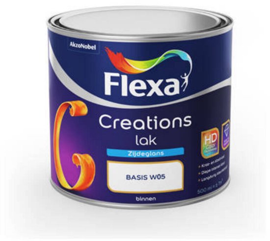 Flexa Creations Lak Zijdeglans Wit - Acryl - 500 ml | bol