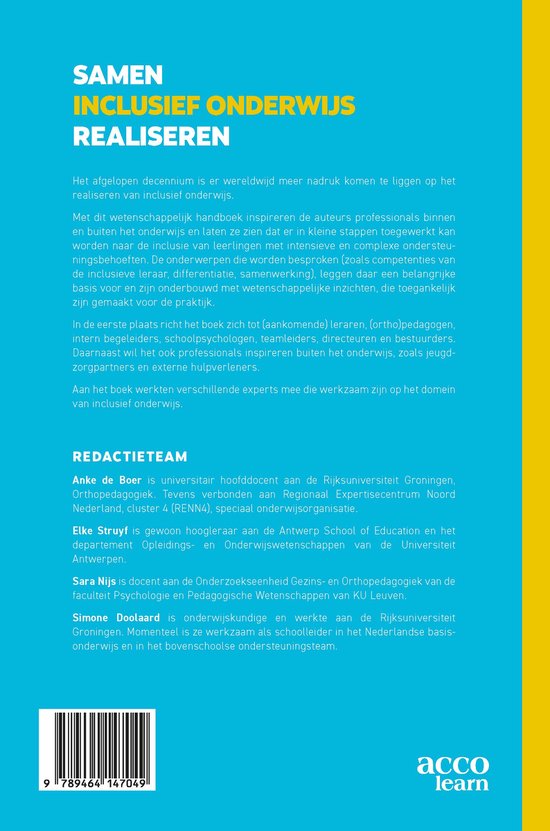 Samen inclusief onderwijs realiseren | 9789464147049 | Anke de Boer | Boeken | bol