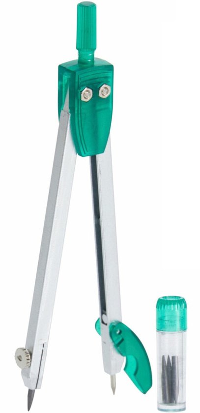 Passer set - groen - 2 delig - 17 cm - met potloodvullingen - Wiskunde ...