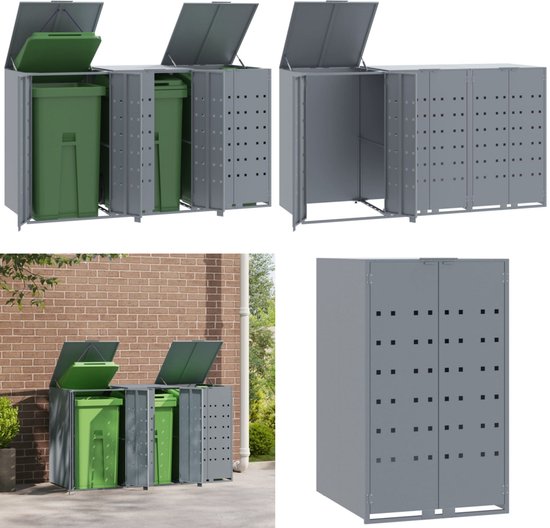 vidaXL Containerberging voor 3 containers 207x79x117 cm staal grijs ...