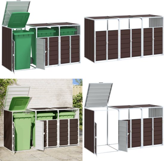 vidaXL Containerberging voor 3 containers 216x81x115 cm staal bruin ...