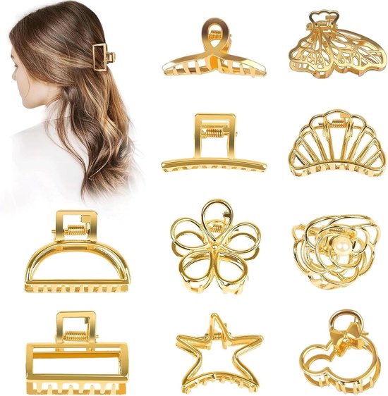 Mini Gouden Haarklemmen - 10 Stuks Haaraccessoires voor Dikke en Dunne Haar | bol