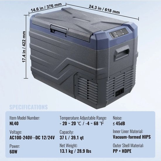 Auto Koelkast - Camping Koelkast - Draagbare Auto Koelbox - Compressor Koelkast... | bol