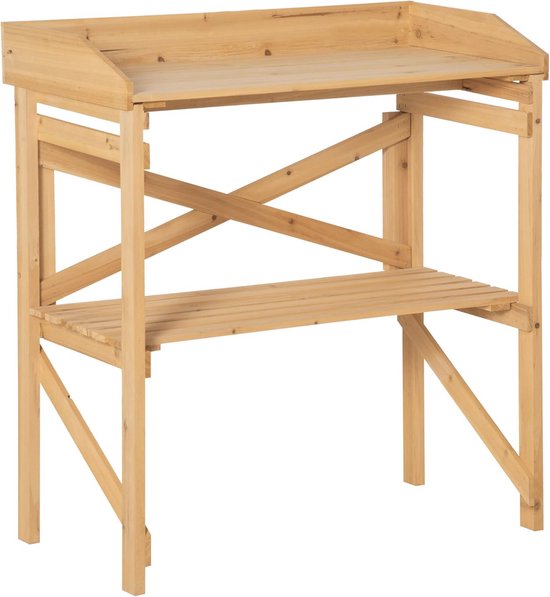 Houten Planttafel met Opbergruimte voor de Tuin - 80 x 40 x 84 cm | bol