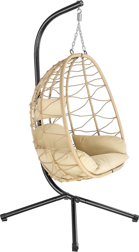 Hangstoel met frame voor binnen en buiten | comfortabele mandhangstoel ...