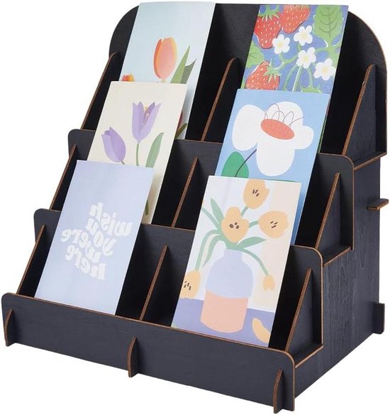 Zwarte zelfklevende display houten wenskaart display ansichtkaart ...