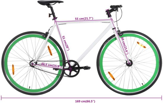 vidaXL Fiets met vaste versnelling 700 c 51 cm wit en groen - Fixed ...