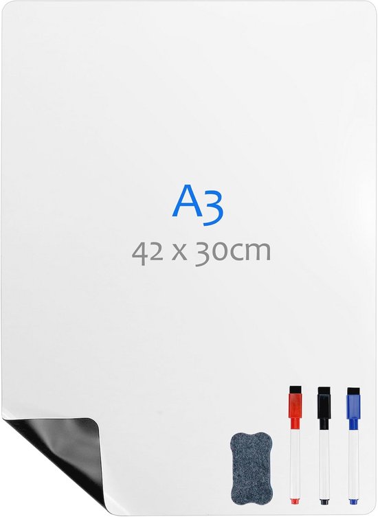 A3 Magnetisch Whiteboard 42x30cm - Drooguitwisbare Memobord voor ...