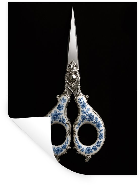 Muurstickers - Sticker Folie - Schaar - Delfts blauw - Zwart - 30x40 cm ...