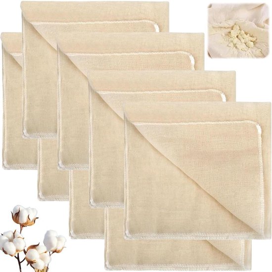 8-Pack Reusable Cheesecloth Cotton Filter Cloths | 50 x 50 cm | Ideal ...
