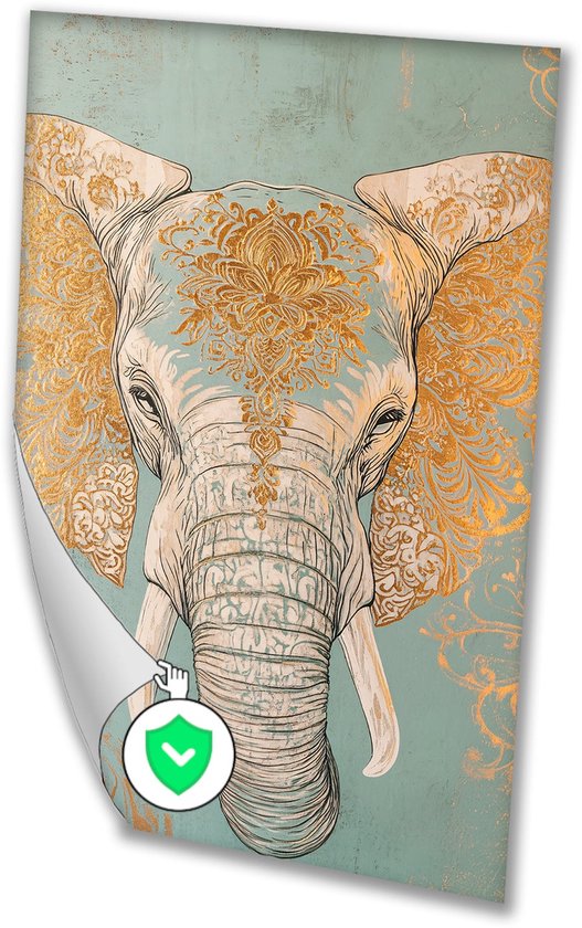 Olifant met gouden patronen - Olifant poster - Poster dieren - Art ...