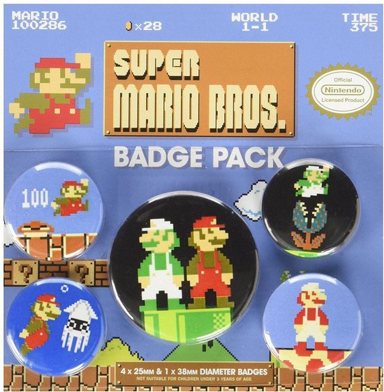 Super Mario Badge Set - Pack of 5 - Multicoloured | bol