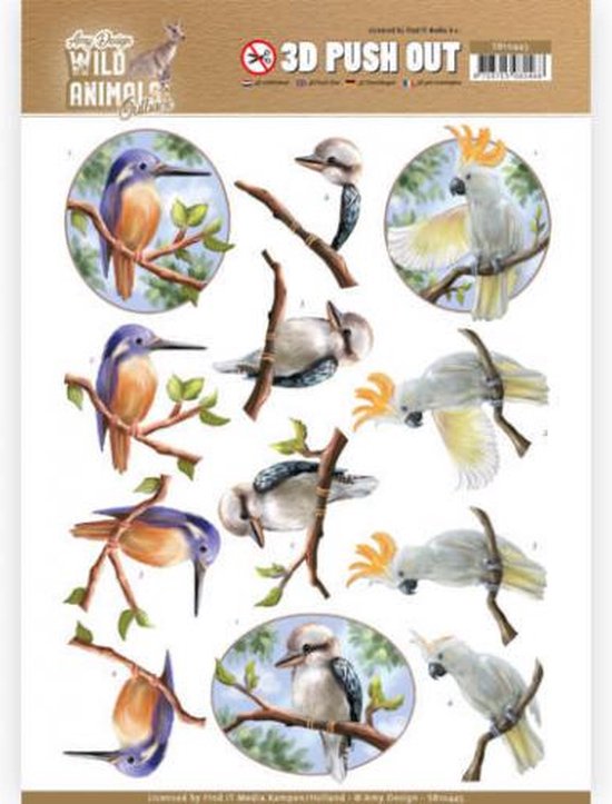 Parrot Wild Animals Outback 3D-Push-Out Sheet by Amy Design | bol