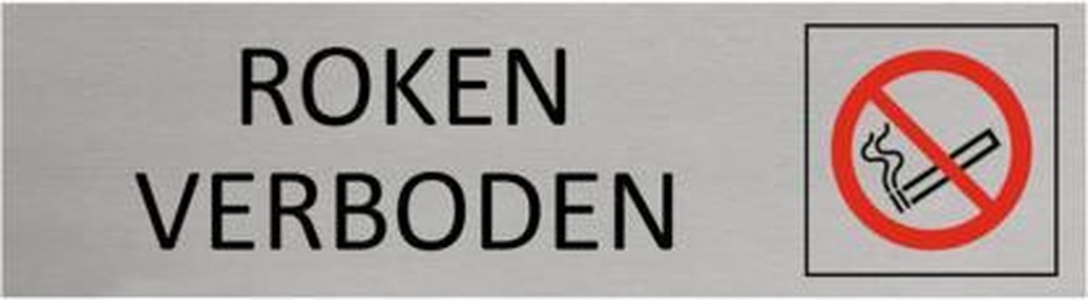Aluminium Deurbordje Roken Verboden 165x45mm met tape | bol.com