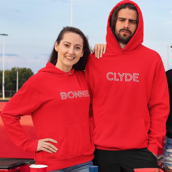 Bonnie & Clyde Hoodie Red (Clyde - Maat XL) | Koppel Cadeau | Valentijn ...