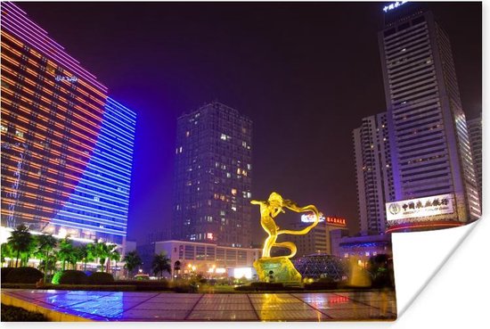 Kleurrijke kleuren op de gebouwen in Changsha Poster 120x80 cm - Foto ...