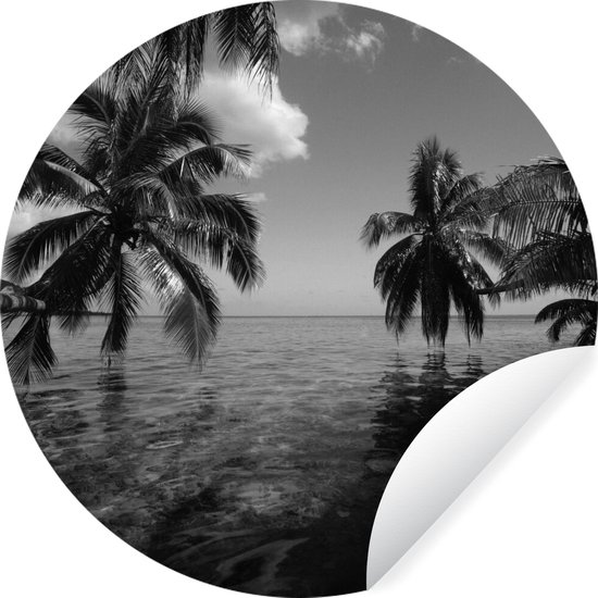 WallCircle - Muurstickers - Behangcirkel - Reflectie van palmbomen in de zee van... | bol.com