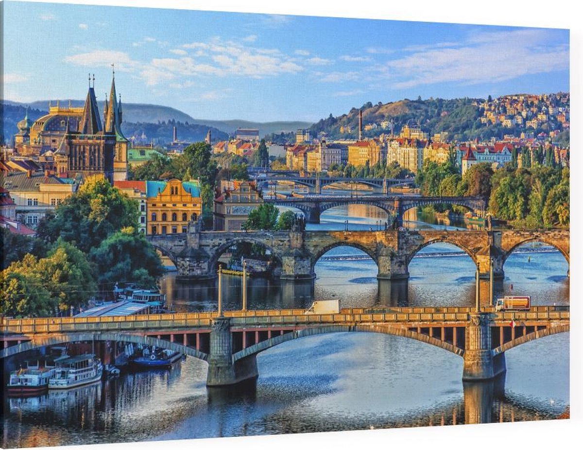 Beroemde bruggen over de Moldau in Praag - Foto op Canvas - 150 x 100 ...