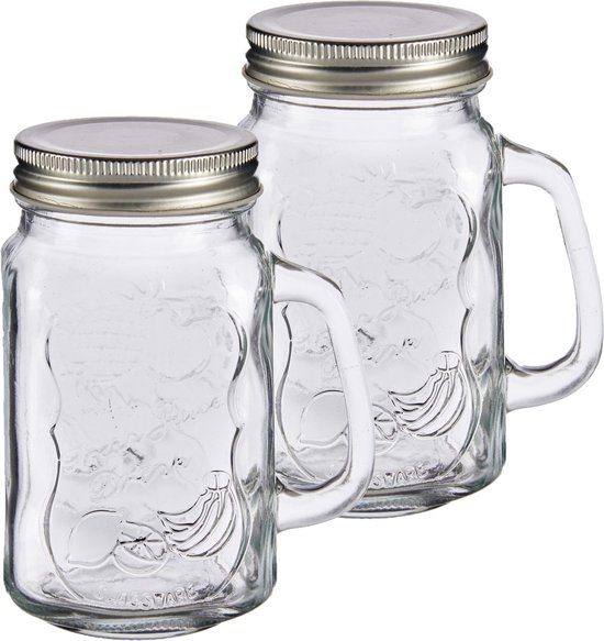 Set de 6 gobelets/pots en verre Mason Jar avec bouchon 430 ml - verres ...