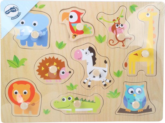 Houten puzzel "Dierentuin vrienden" - 9 puzzelstukjes - Kinderpuzzel ...