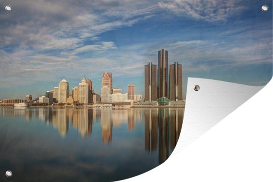Affiche La ville de Detroit vue d'une belle manière depuis le jardin d ...