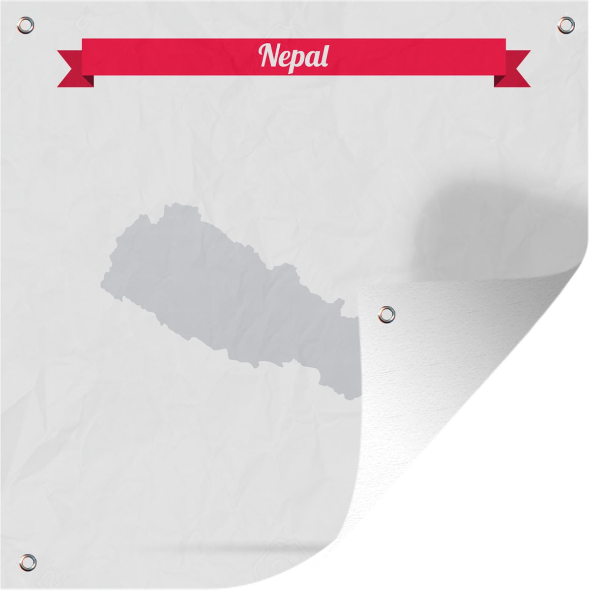 Tuinposters tekening van grijze kaart van Nepal met rood lint - 50x50 ...