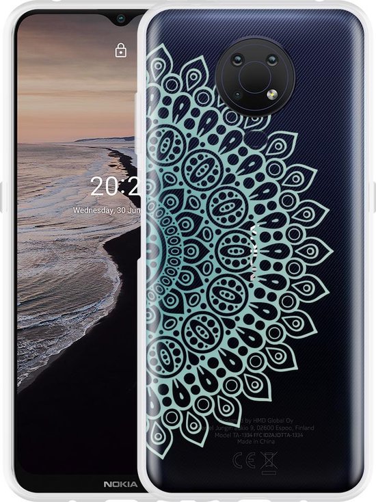Nokia G10 Hoesje Turqoise Mandala - Designed by Cazy | bol.com