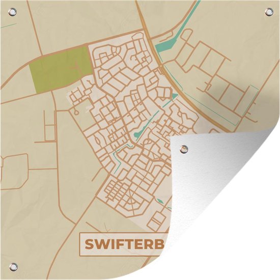 Tuindoek Plattegrond - Swifterbant - Vintage - 100x100 cm - Stadskaart ...