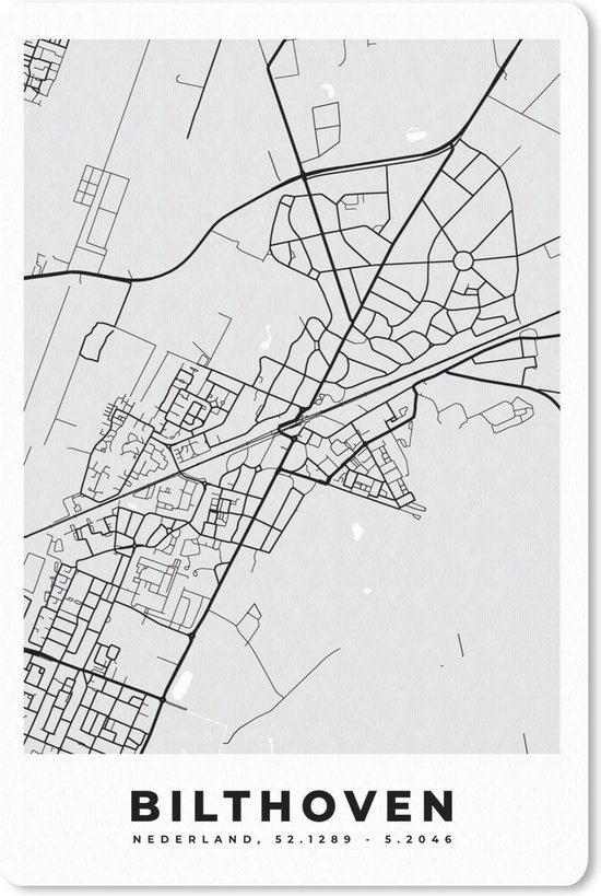 Stadskaart - Bilthoven - Grijs - Wit - Plattegrond | bol.com