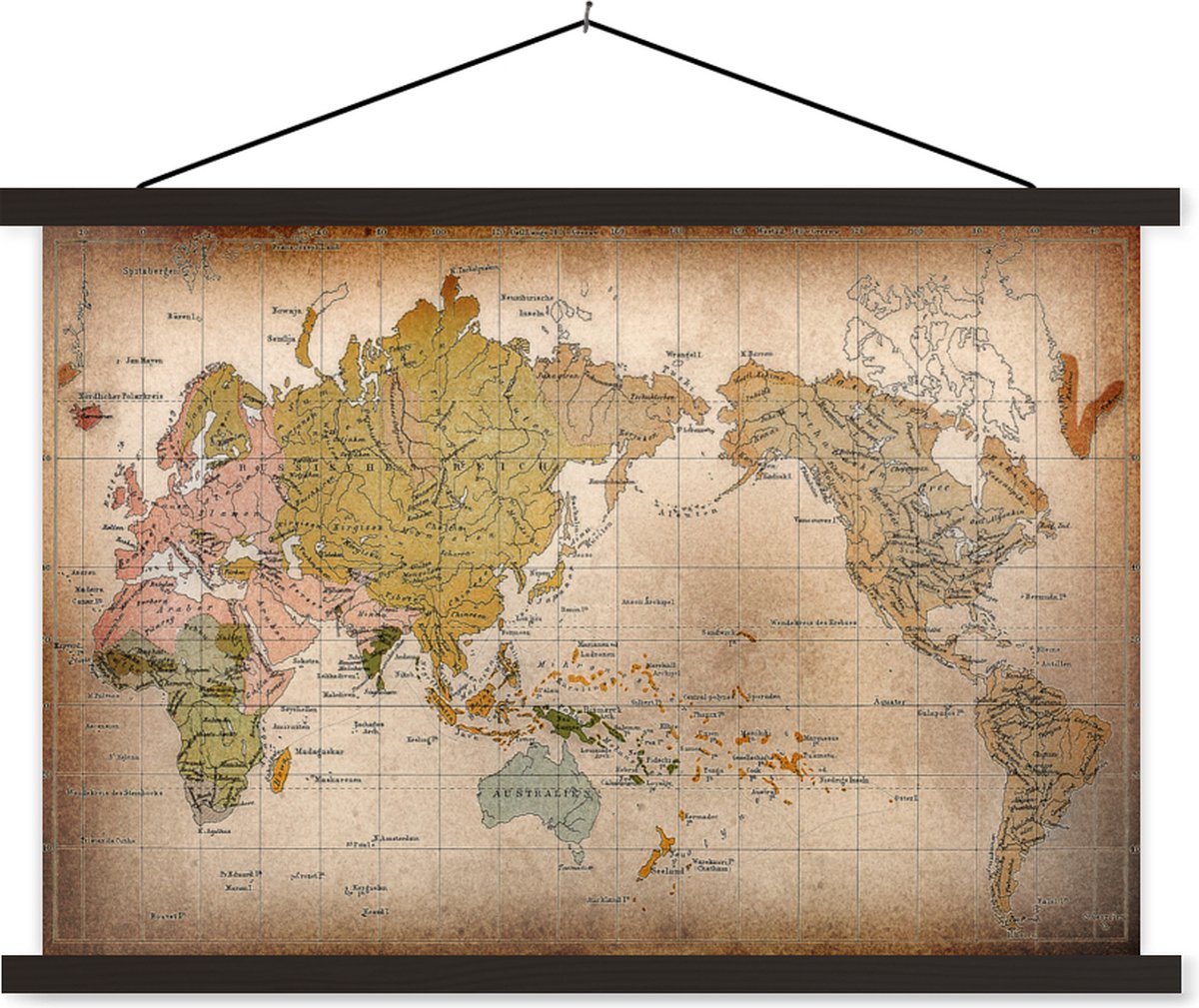 Schoolplaat - Textielposter - Klassieke wereldkaart de verspreiding van mensenrassen -... | bol.com