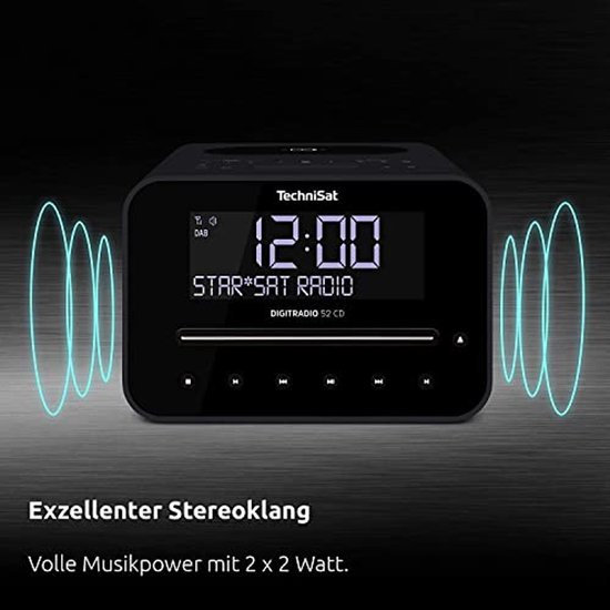 Radio-réveil stéréo DAB avec lecteur CD, Bluetooth, fonction de charge ...