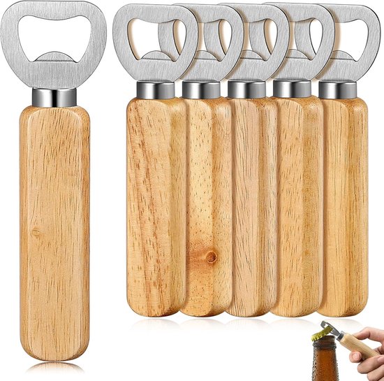 Décapsuleur en bois 6 pièces, décapsuleur de bière, portable, pour ...