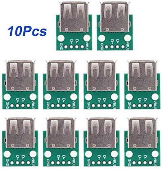 USB Breakout Board 10Pcs Type A Female Socket DIP Adapter 2.54mm Pitch ...