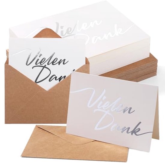 50 bedankkaarten met enveloppen in A6 formaat - hoge kwaliteit met ...