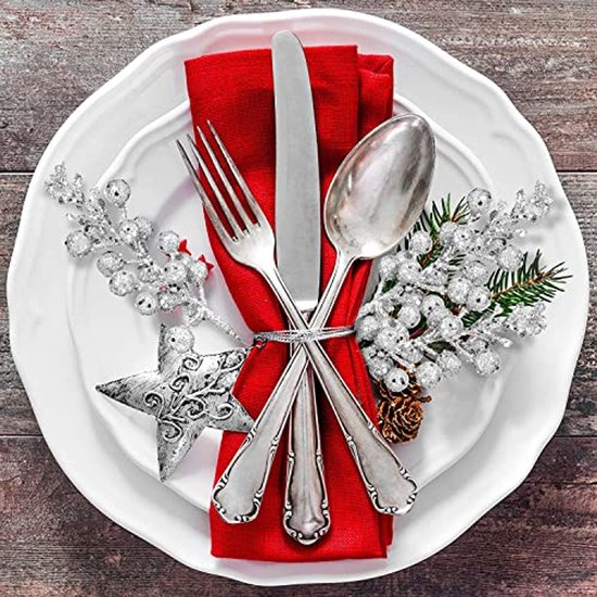 Kerst Glitter Bessen Stengels 14 Stuks - 19 cm Kunstmatige Hulst Bessen ...