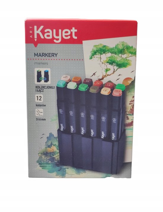 Kayet Permanente Markers Set - 12 Kleuren - Dubbelzijdig | bol