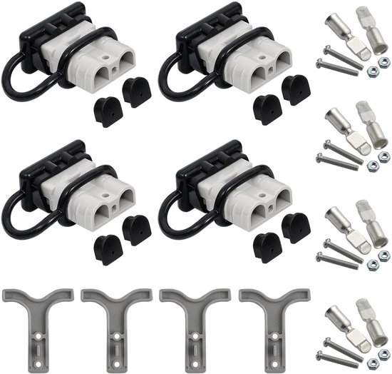 Pack of 4 Battery Connectors 50A 600V Plug Grey Quick Connect Battery ...