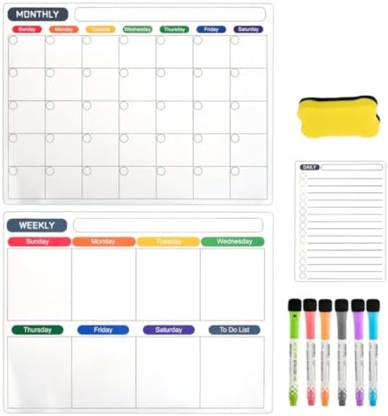 PromoHome 3-delige Magnetische Weekplanner Set - Whiteboard Kalender ...