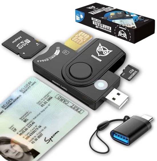 Kaartlezer voor Identiteitskaarten - USB A & C - Compatibel met Mac en ...
