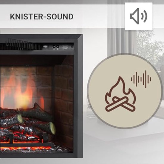 Inbouw elektrische open haard met 3D-vlameffect, verwarming en ...
