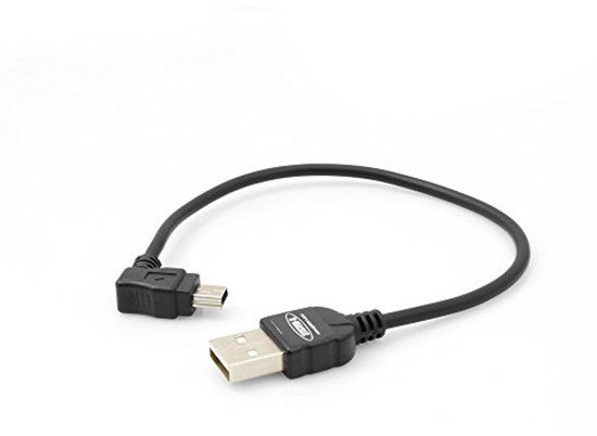 Mini USB-kabel 90 graden hoek stekker 20 cm - Datakabel en oplaadkabel ...