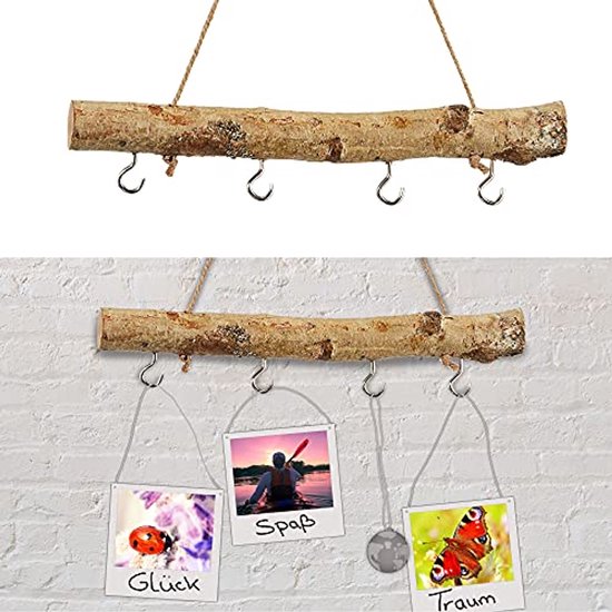 Decoratieve houten stang met haken van 30 cm voor seizoensdecoratie | bol