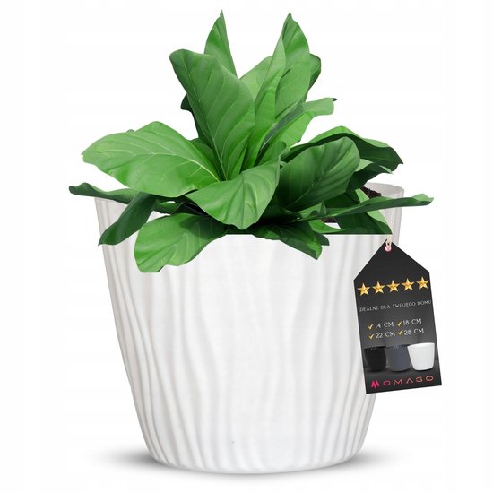 Moderne Geribbelde Plantenbak met Inzet - Wit 28cm | bol