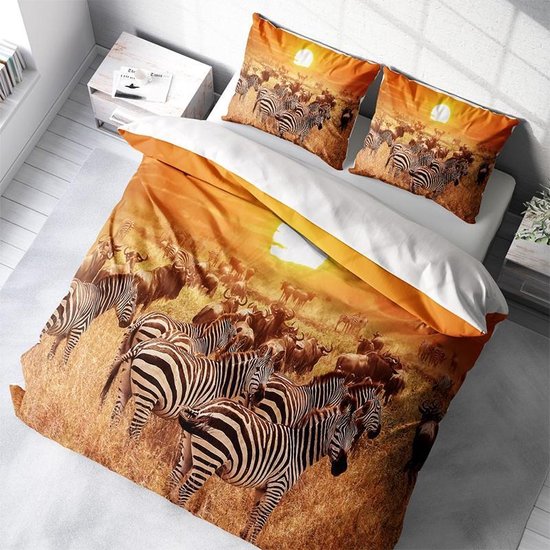 DLC - Tweepersoons Dekbedovertrek Zebra 200x200 cm - Satijn geweven ...