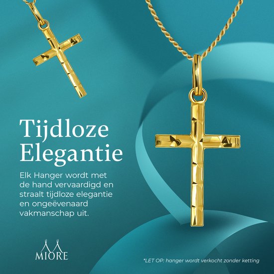 Miore - Gouden Kruis Hanger Dames - 14 karaat Goud - Handgemaakte ...