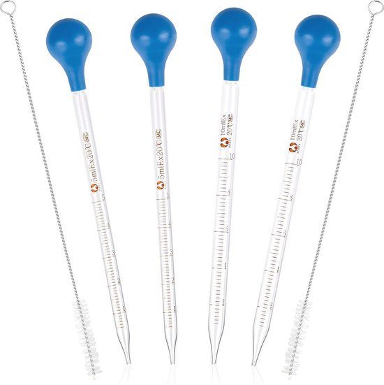 Glazen Pipet Set 5 ml en 10 ml - Reinigbare Druppelpipetten voor ...