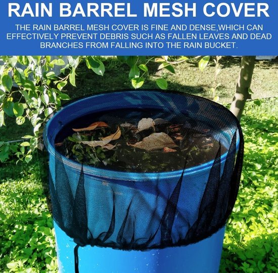 Mesh Rain Barrel Cover - 2 Pieces | 95cm Rain Tub Net - Adjustable ...